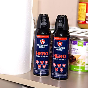 Prepared Hero Fire Spray - Mini Fire Extinguishers for House, Car, Garage - Kitchen Small Fire Extinguisher for Home, Made in USA, 100% Organic - Compact, Portable & Easy to Use, Non-Toxic - 2 Pack
