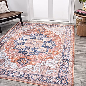JONATHAN Y WSH109A-3 Maris Ornate Medallion Machine Washable Indoor Bohemian Transitional Area Rug,High Traffic,Kitchen,Living Room,Backyard,Non Shedding,3 X 5,Terracotta/Cream