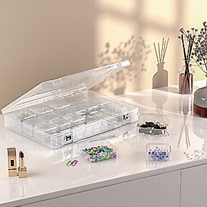 60 Pcs Mixed Sizes Mini Clear Plastic Bead Storage Containers With Lids, Mini Storage Box. Small Bead Boxes And A Big Storage Case, Small Transparent Boxes Organizers for Beads, Jewelry, Diamond Painting, Tools, Craft Supplies