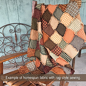 Primitive Black 1 Plaid 100% Cotton Homespun Fabric by JCS - Sold by The Yard