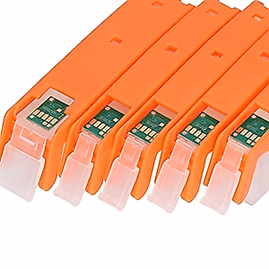 FTVOGUE 5Pcs Ink Cartridge PGBK BK C M Y Smoothly Operation Reusable Printer Ink Cartridge with Permanent Chip (580-581)