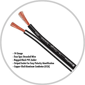 InstallGear 14 Gauge AWG 30ft Speaker Wire Cable - Black (Great Use for Car Speakers Stereos, Home Theater Speakers, Surround Sound, Radio)