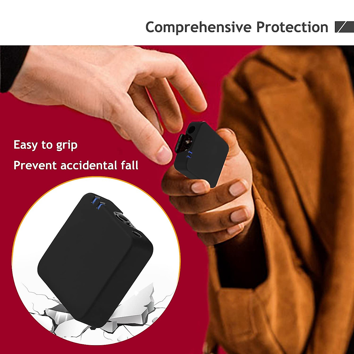 Silicone Protect Case for RODE Wireless GO I II Microphone, Mic Silicone Case Cover for RODE Wireless GO 1 & 2 Accessories Microphone System (Black)