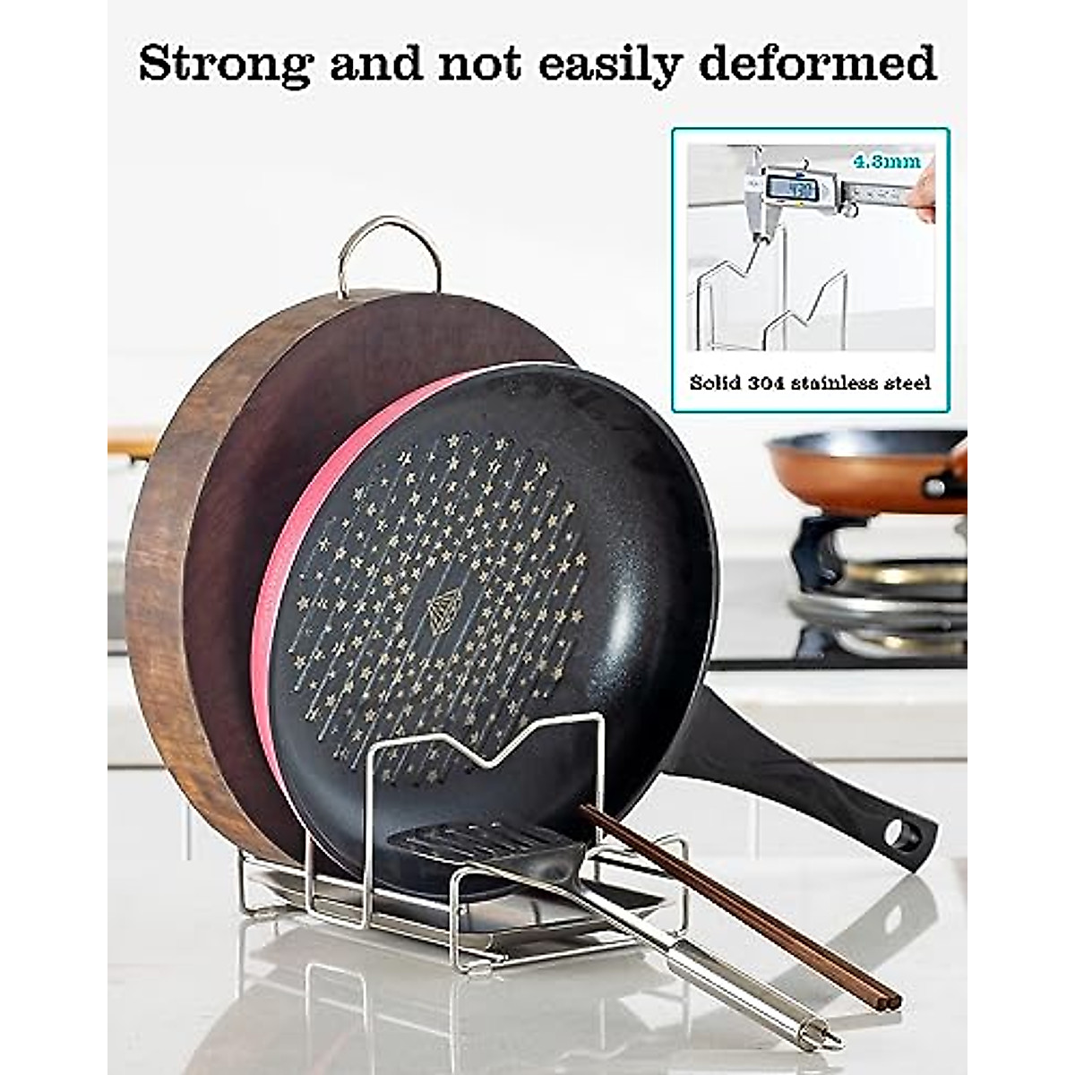 YQh lid holders for pots and pans,Pot Lid Holder,Multifunctional Lid and Spoon Rest Rack with Drip Tray for Pot Lids,cutting board holder stand,pan holder,Bakeware Organizer Rack Holder, Pot Organizer