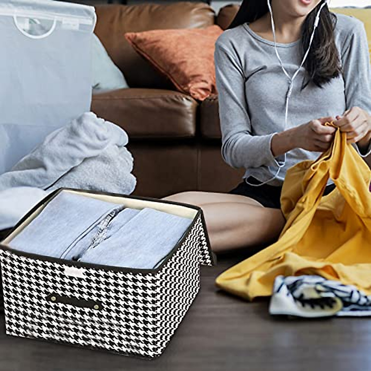 Clothing Storage Bags, Large Closet Organizer with Reinforced Handle, Foldable Clothing Storage Bins Under Bed Comforter Storage Bag Quilt Storage Bag #