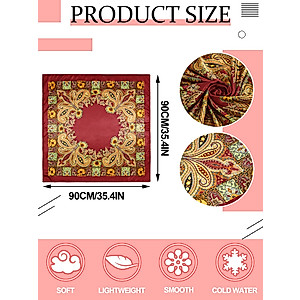 Giegxin 8 Pcs 35 Inch Silk Head Scarves Satin Scarf Square Hair Scarf Lightweight Headband Bandanas for Women Hair Wrapping(Vintage)