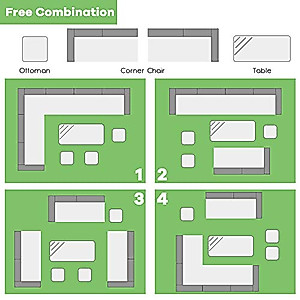 RELAX4LIFE 7 PCS Wicker Patio Furniture Set Outdoor Rattan Sofa Set All Weather with Dining Table & Ottomans Soft Cushions for Backyard Garden Poolside Balcony Sectional Conversation Couch Set (White)