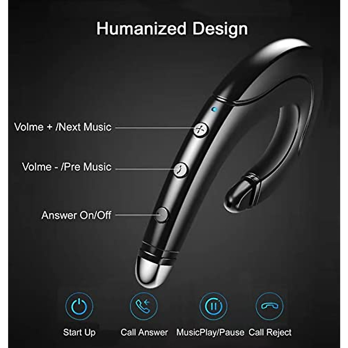 MAXIAEON TWS Ear Hook Bluetooth Wireless Headphones, Non Ear Plug Bluetooth Headset with Microphone, Stereo Sound Earphones Painless Wearing Sport Earphones for Smartphones (TWS Headset(Black))