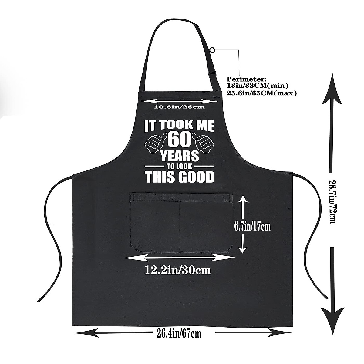 POTALKFREE 60th Birthday Gifts for Women Men, Funny Chef Aprons with Pockets, 60 Years Old Kitchen Cooking Grilling Apron for Grandma Grandpa Dad Mom