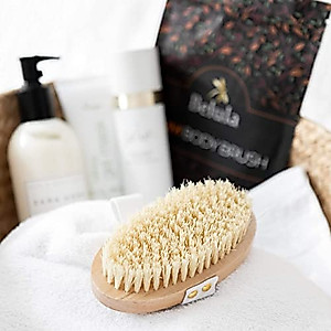 Belula 100% Vegan Dry Brushing Body Brush. Firm Dry Brush for Cellulite and Lymphatic. Brushes for Advanced Users. Exfoliating Skin Brush and Free Konjac Sponge, for a Softer, Glowing Skin