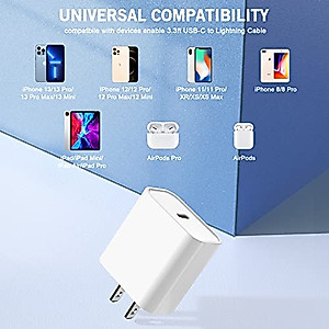 iPhone Fast charger, 20W[Apple MFi Certified] USB Type C Fast Charging Block Power Delivery Apple Fast Charger Lightning Charger with 3.3ft Lightning Cable for iPhone 13 Pro Max Mini 12 Pro 11 XS X XR