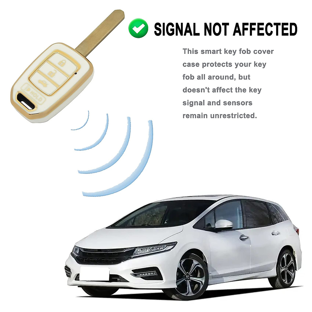 Key Fob Cover Case Fit for Honda Accord Civic CR-V HR-V Remote Holder Skin Protector Keyless Entry Sleeve Accessories (White)