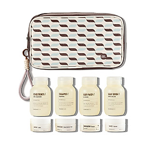 MAISONOVO Travel Bottles for Toiletries, TSA Approved, Leak Proof Refillable, Travel Size Containers and Bottles with Water Proof Toiletry Bag - Brown Pouch