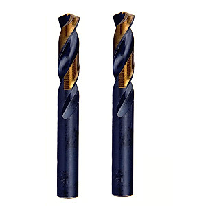 MAXTOOL 17/64" 2pcs Identical Screw Machine Drills HSS M2 Twist Stub Drill Bits Black & Bronze Fully Ground Straight Shank Short Drills; SMF02H10R17P2