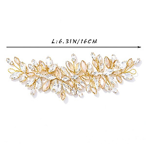 JAKAWIN Bride Crystal Wedding Hair Vine Gold Rhinestone Hair Piece Bridal Headpiece Hair Accessories for Women
