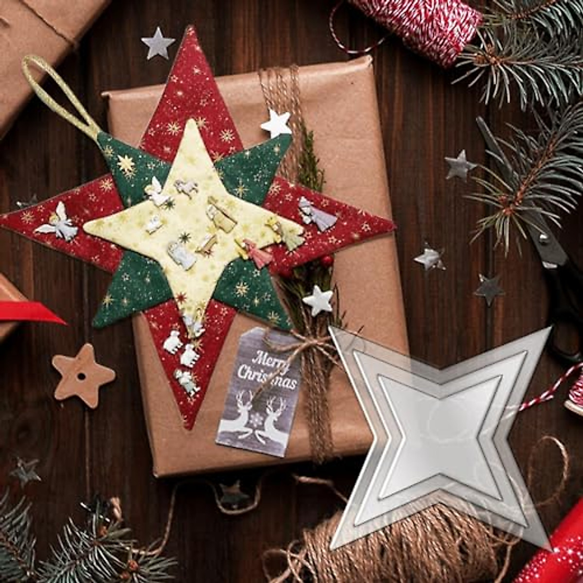 Christmas Patchwork Star Template Set,Christmas Wreath Template,Christmas Star Quilting Template,2024 Christmas DIY Quilting Templates Patchwork Tools,DIY Sewing Tool for Sewing Lovers
