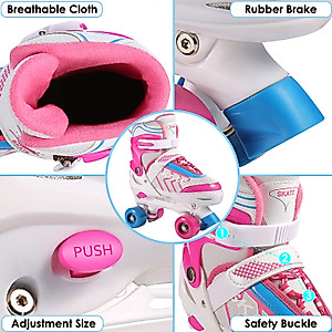 Hikole Roller Skates for Boys Girls Ages 6-12,Kids Rollerskates for Beginner Toldder with 4 Size Adjust,PVE Wheel,Triple Lock and Breathable Mesh Size M (2-5)