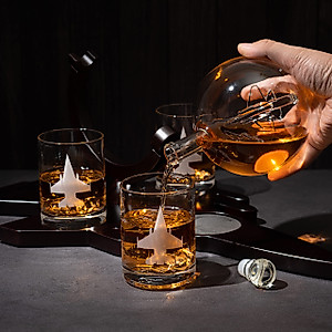 Fighter Jet Wine & Whiskey Decanter Set F16, F15, F18, F22 with 3 Glasses by The Wine Savant - Bourbon, Scotch, Vodka, Pilot, Aviation Gifts, Airplane Figurine, Military Veteran Gifts, Airplane Gifts