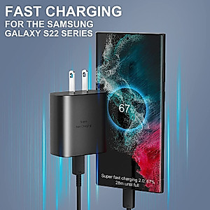 45W Samsung USB C Super Fast Charging PD Charger Block with 5ft Type C Cable Compatible with Samsung Galaxy S24/S23 Ultra/S23/S23+/S22/S22 Ultra/S22+/S21/S20/Note 20/Note 10/ Tab S7+/S8
