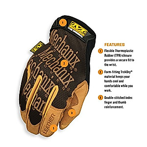 Mechanix Wear: The Original Durahide Leather Work Gloves with Secure Fit, Utility Gloves for Multi-purpose Use, Abrasion Resistant, Added Durability, Safety Gloves for Work (Brown, Large)