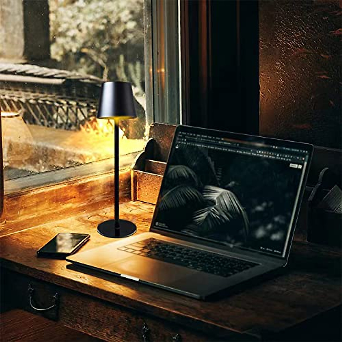 IMQSQIK Cordless Table Lamps USB Rechargeable Simplicity Desk Lamp Built-in 4600 mAh Battery LED Battery Operated lamp with Touch Control Table lamp - Bedroom/Desk/Reading/Patio(Black)