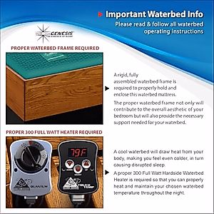 InnoMax Genesis 600 Balanced Motion Mid-Body Support Waterbed Mattress, Super Single