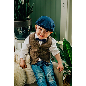 Born to Love Vest for Baby Toddler Kids Ring Bearer Pageboy Wedding Formal Herringbone Outfit Tan and Brown, 12 Years