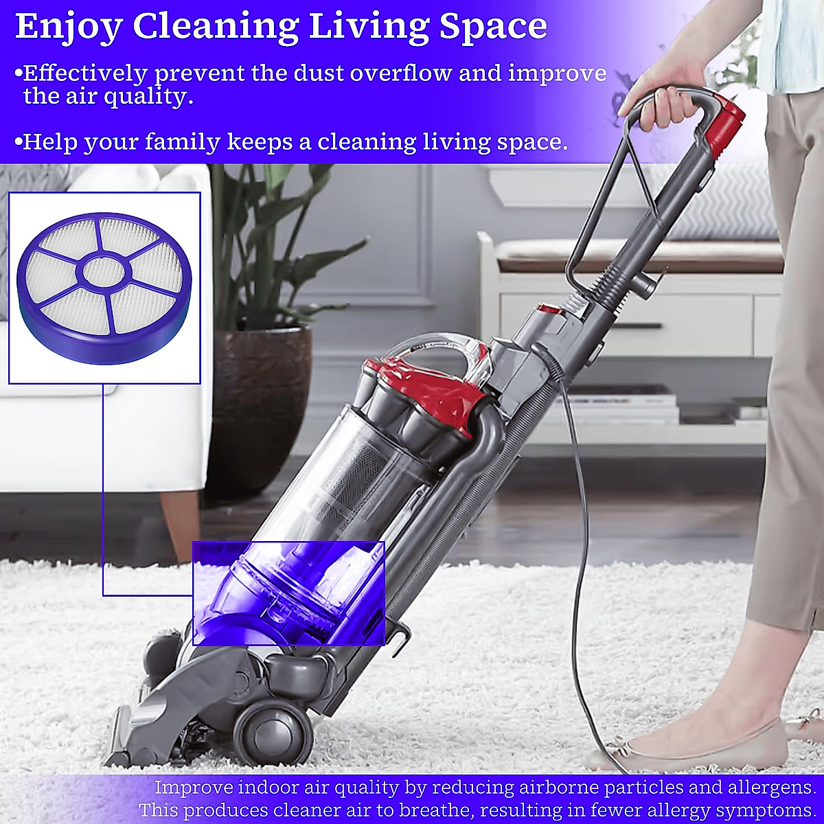 HASMX DC33 Post Motor HEPA Exhaust Filter Replacement for Dyson DC33 Upright Vacuum Cleaners, Replaces Part Numbers: 921616-01, 92161601 Round (1-Pack)