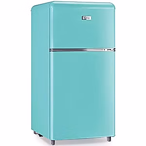 WANAI Compact Refrigerator 3.2 Cu.Ft Classic Retro Refrigerator 2 Door Mini Refrigerator Adjustable Remove Glass Shelves Refrigerator Suitable for Dorm Garage and Office