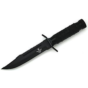 Snake Eye Tactical Fixed Blade Hunting Knife w/Survival Kit & Sheath Camping Fishing Matches Fish hooks Needles Compass (BLACK)