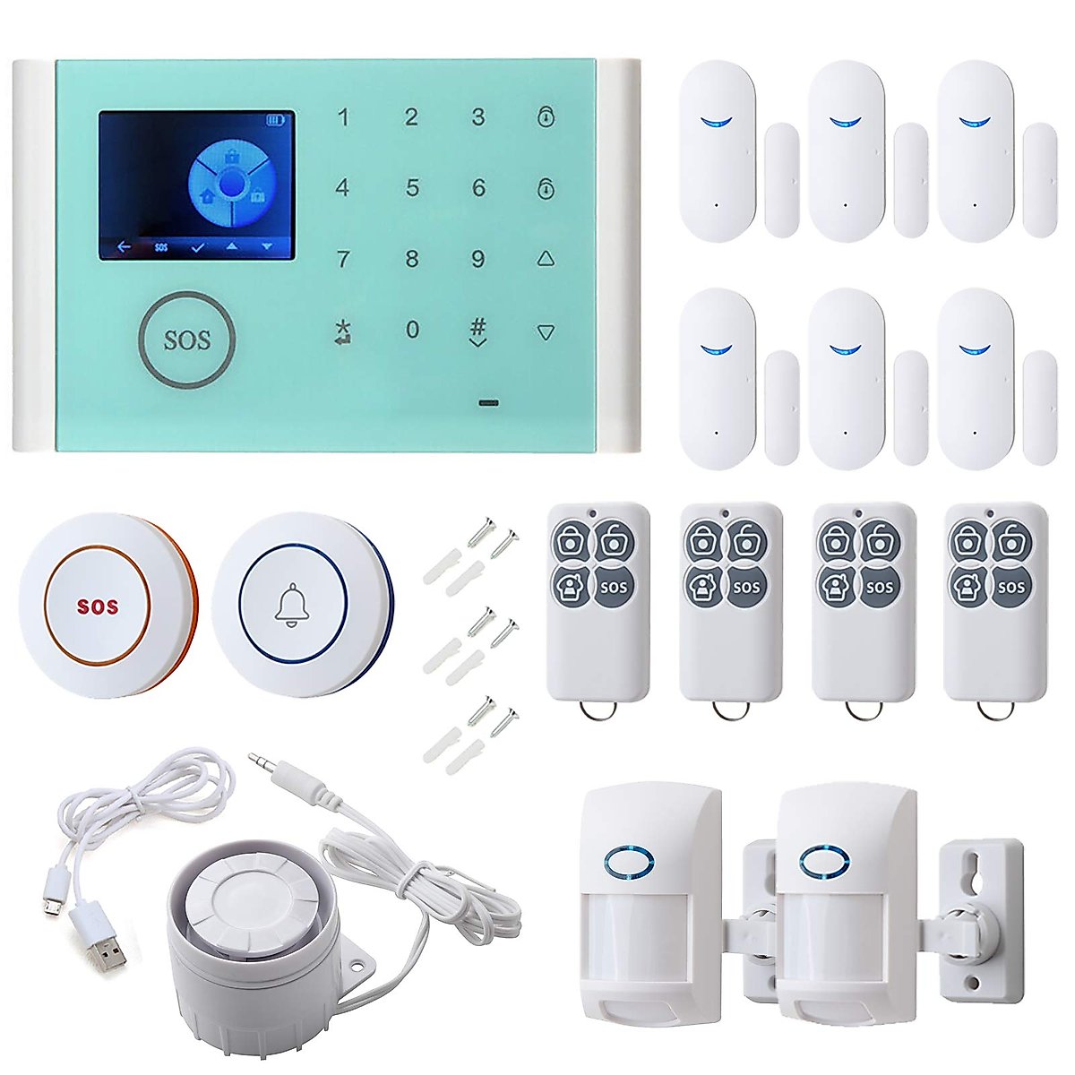 SEHOMY 16 Pieces kit Home Security System with GSM and WIFI APP Control, Wireless Door sensor Burglar Realtime Alarm for Office Shop, Apartment Security, Compatible with Alexa and Google Assistant