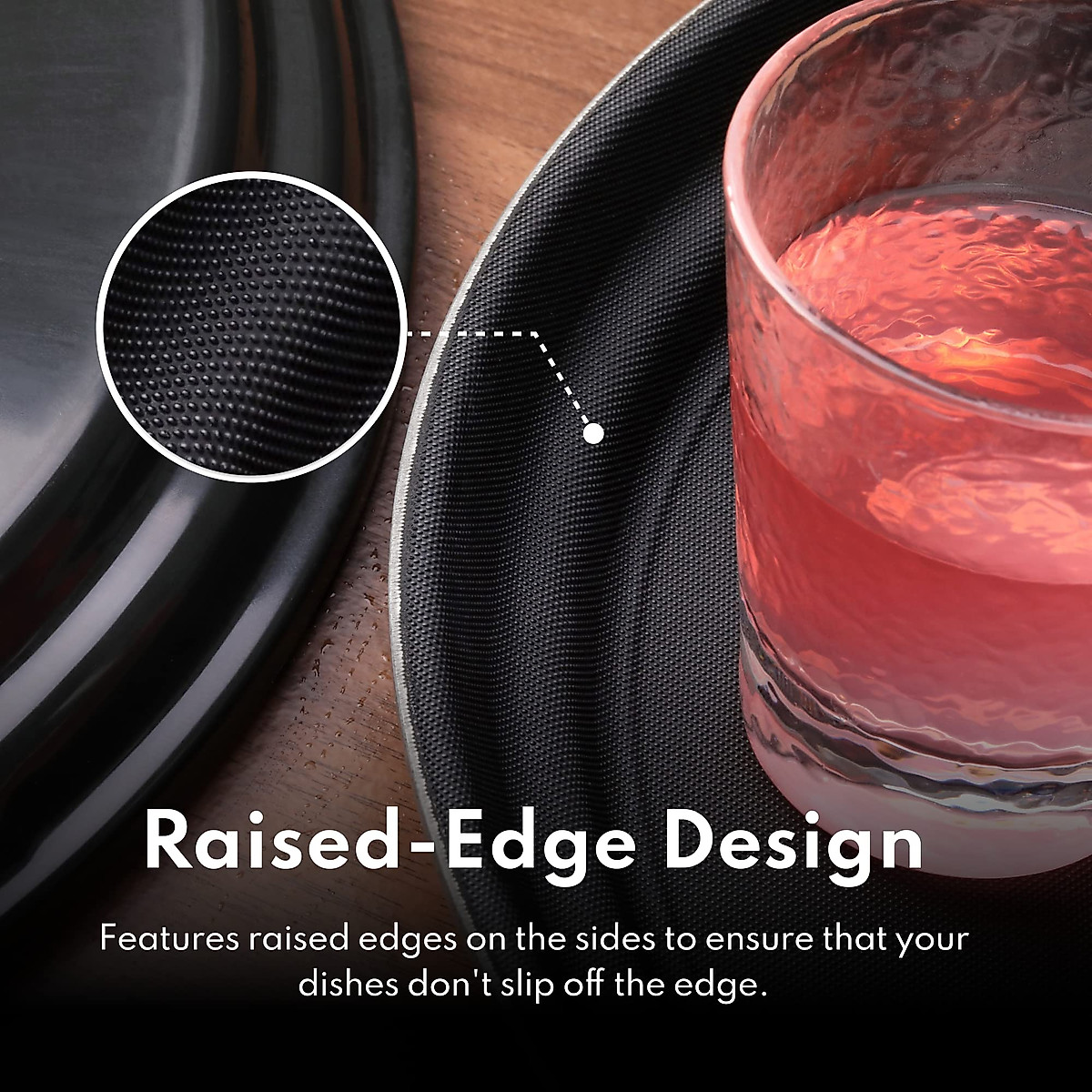 New Star Foodservice 25453 Non-Slip Tray, Plastic, Rubber Lined, Oval, 20.5 x 25.25-Inch, Black…