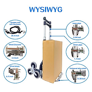 Folding Hand Truck, 165lbs Load Stair Climbing Cart with Silent Wheel, Light Weight Portable Folding Dolly Multi-fuctional Foldable Hand Cart Heavy Duty Utility Cart for Home Office & Travel Use