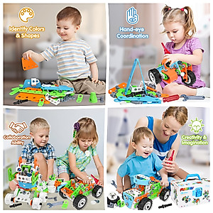 MOONTOY 218PCS STEM Toys Building Toy for Kids Ages 4-8 Boys,Birthday Gifts Game Educational Stem Projects for 5+ Year Old,Building Block Creative Stem Activities for Kids Ages 5-7 4-8 6-8 8-12 Boys