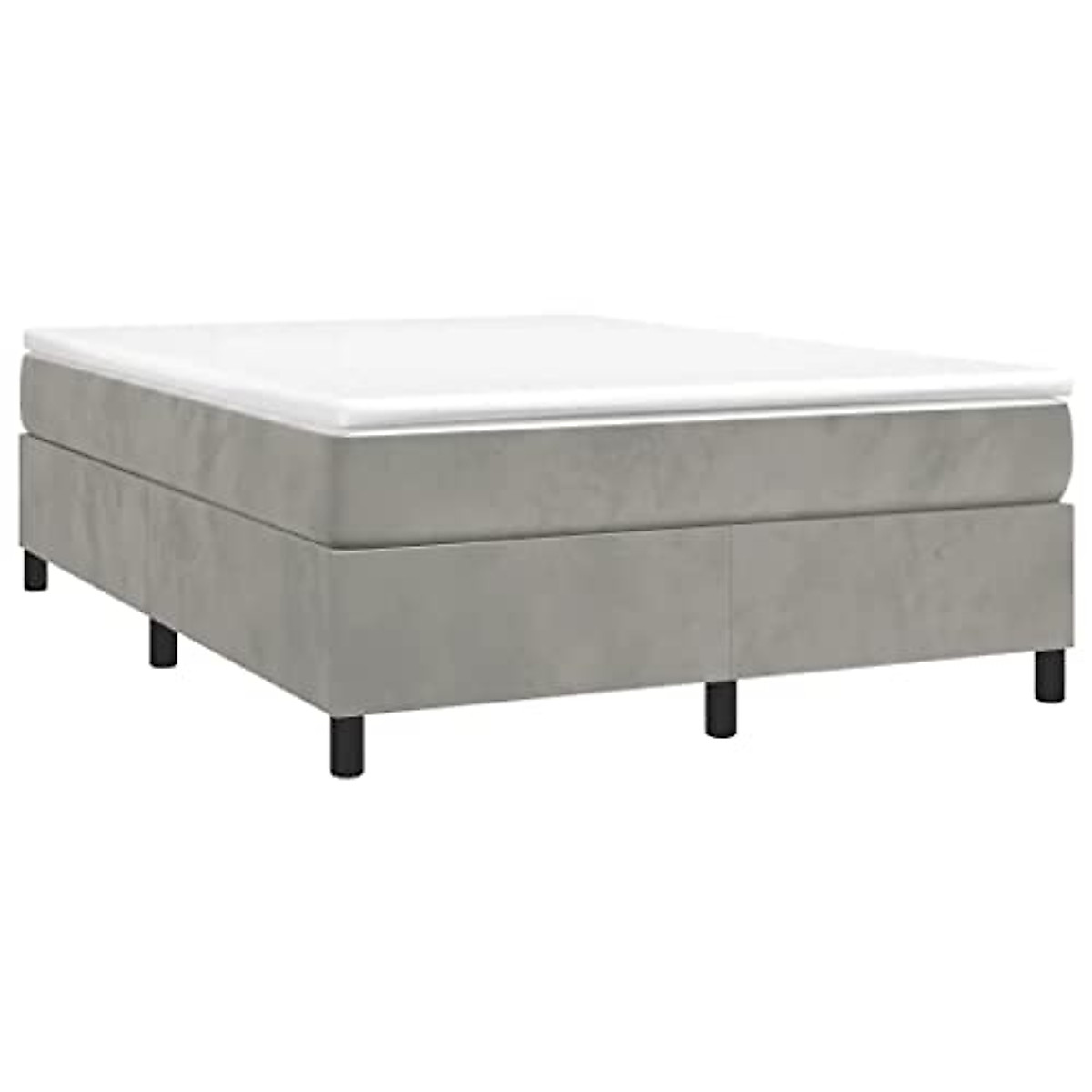 vidaXL Box Spring Bed with Mattress Home Bedroom Mattress Pad Double Bed Frame Base Foam Topper Furniture Light Gray 53.9"x74.8" Full Velvet