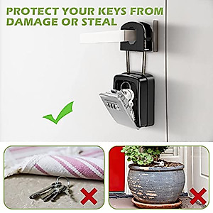 KeeKit Key Lock Box, Upgraded Key Safe Box with Removable Buckle, Resettable Code Key Storage Lock Box Waterproof with 4 Digit Combination, 5 Key Capacity for Home, Warehouse, Indoor & Outdoor