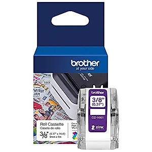 Brother Genuine CZ-1001 3/8” (0.37”) 9mm Wide x 16.4 ft. (5 m) Long Label roll Featuring Zink Zero Ink Technology