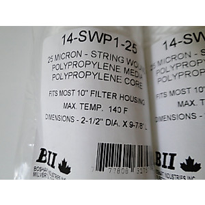 6 BOSHART 2.5" x 10" 25 MICRON STRING WOUND WATER FILTER REPLACEMENT CARTRIDGES 14-SWP1-25