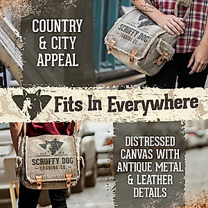 SCRUFFY DOG Crossbody Vintage Messenger Bag for Men and Women - Satchel Bag Men - Canvas Shoulder Bags - 13 inch