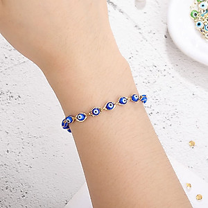 Fuqimanman2020 Evil Eye Bracelet Anklet for Women Gold Silver Blue Multi-Color Evil Eye Link Chain Bracelets Anklet for Women