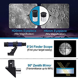 Telescope for Kids Beginners, 150X Magnification, 70mm Aperture 300mm Astronomical Refractor Telescope with Phone Adapter, Wire Shutter, Moon Filter and Carry Bag