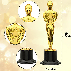 Sawowkuya 12 Pack 6'' Plastic Gold Star Award Trophies for Party Decorations, Party Favors, Movie Night Party Favor, School Award, Game Prize, Party Prize and Appreciation Gifts