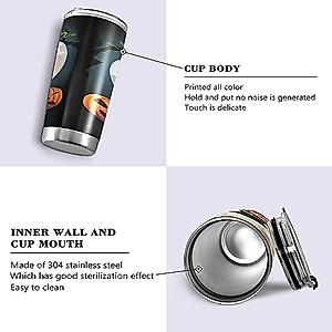 Jihqo Lantern Pumpkin Halloween Tumbler with Lid and Straw, Insulated Stainless Steel Tumbler Cup, Double Walled Travel Coffee Mug Thermal Vacuum Cups for Hot & Cold Drinks 12oz