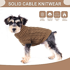 Small Dog Sweaters Dog Sweaters for Small Dogs Winter Dog Clothes for Chihuahua Warm Puppy Sweaters Cute Pet Clothes Turtleneck Doggie Outfit Thanksgiving Dog Sweater Girl Male (Khaki, S)