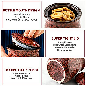 Hasense Ceramic Food Storage Jar, Coffee Canister with Lid, Cookie Candy Jar for Kitchen and Home, Serving for Dog Treat Sugar Loose Tea Flour Coffee Beans Rice Snack Storage 35 OZ Red