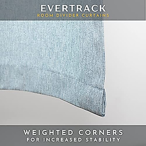 EverTrack Room Divider Curtains - Curtains for Ceiling Mounted Curtain Track to Create a Private Space or Divide a Room - Handcrafted in The USA - Icefall Blue, 120 W x 96 H