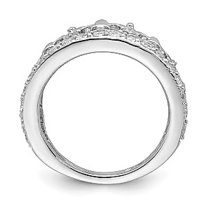 IceCarats 925 Sterling Silver French Fleur De Lis Lily Flower Royal Princess Crown Cubic Zirconia CZ Ring Religious Saint Band Size 7