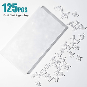 125 Pieces 5 mm Clear Plastic Shelf Support Pegs Holder for Cabinet Furniture Shelf Pin Bookshelf Bracket Easy to Install Nail