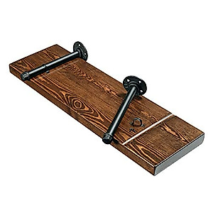 Mark One Home Goods 3 Tier Wood Shelves with Black Pipe Brackets (Dark Walnut, 3 Tier)