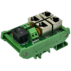 CZH-LABS DIN Rail Mount 2 Ports Passive RJ45 PoE Power Injection Board, Power Over Ethernet Injector Module.
